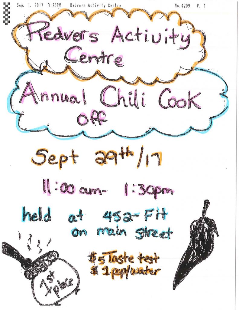 Redvers Activity Centre Chili Cook-off - Redvers, Saskatchewan