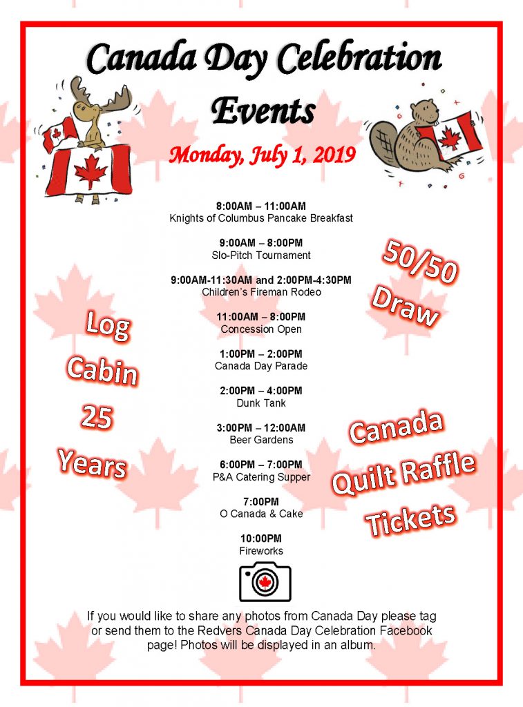 Canada Day Events Poster 2019 - Redvers, Saskatchewan